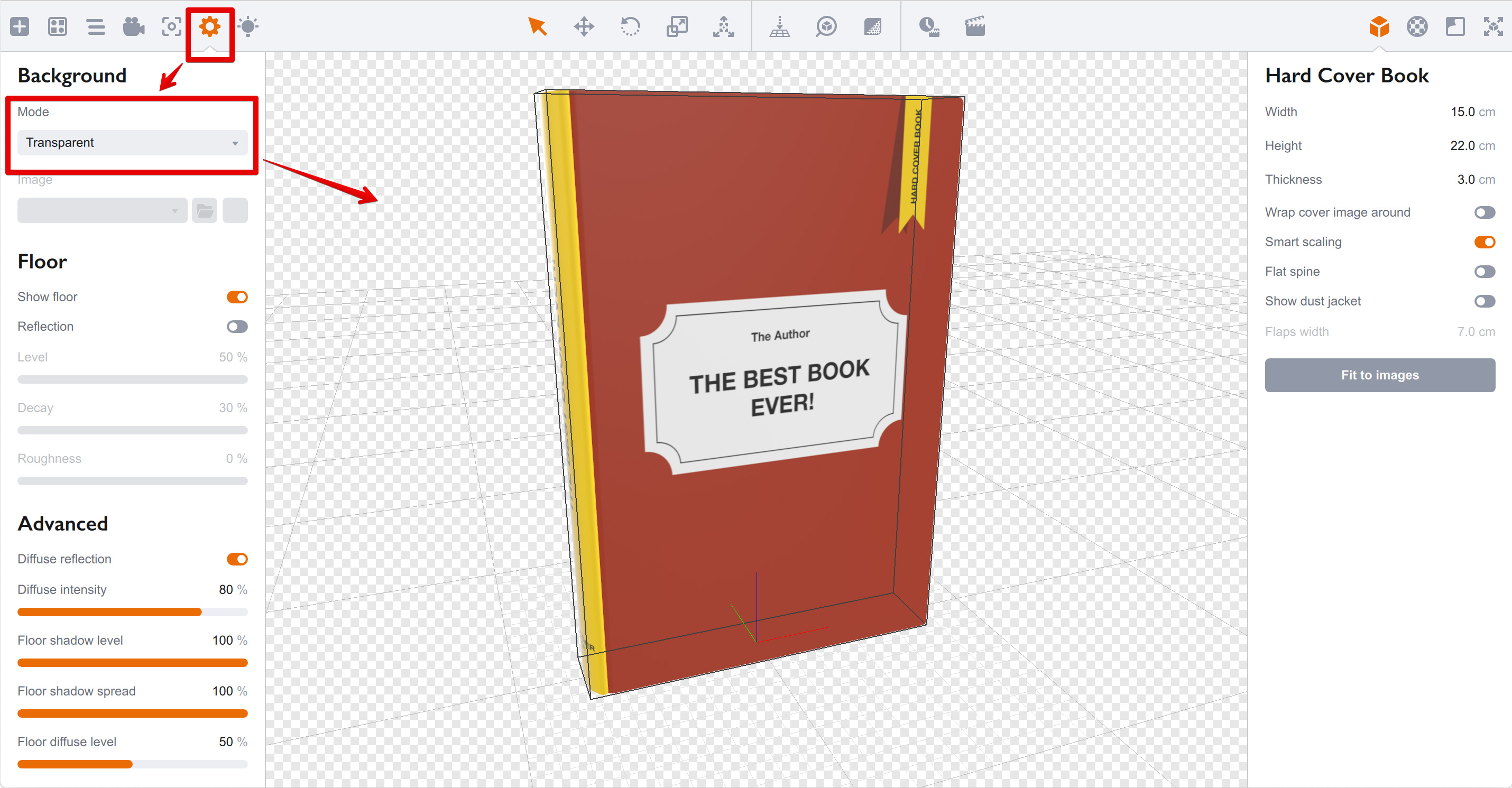 Making 3D book covers on transparent background