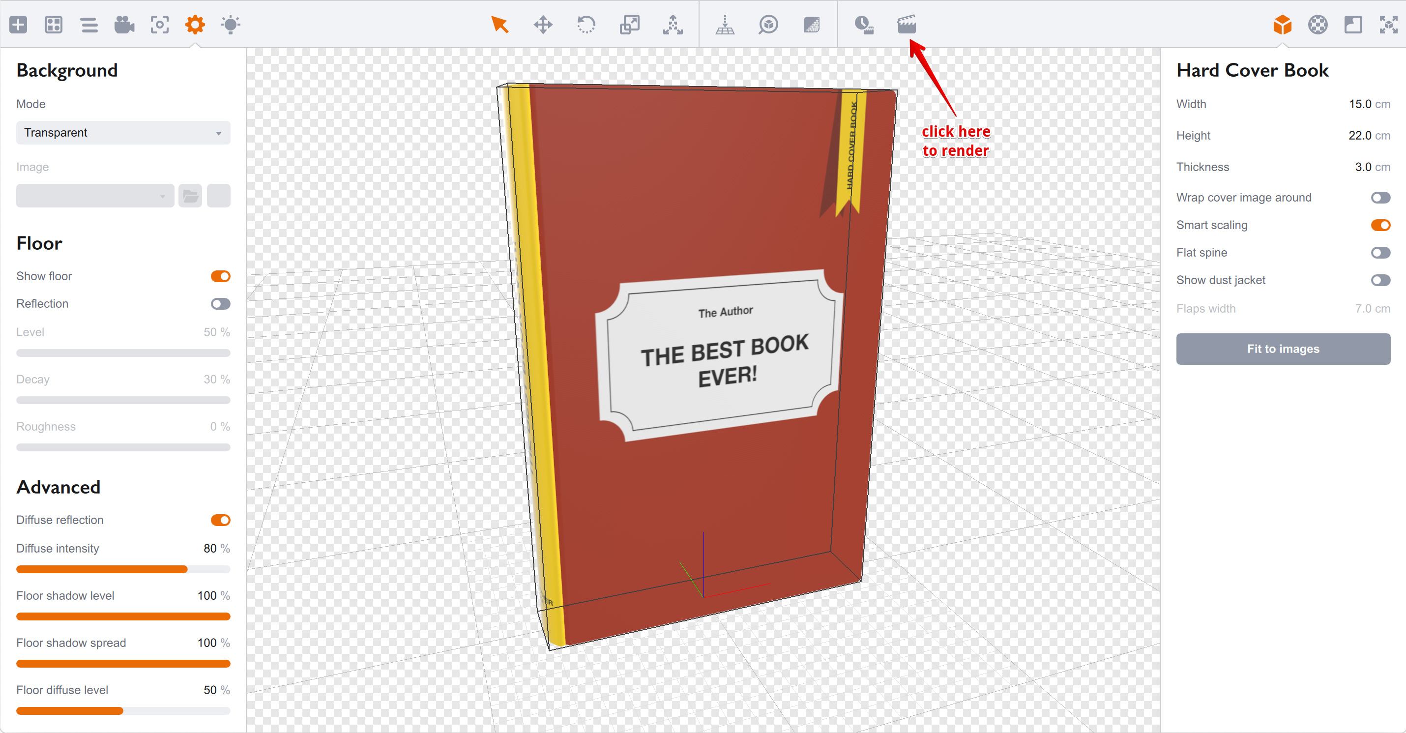 Making 3D book covers on transparent background