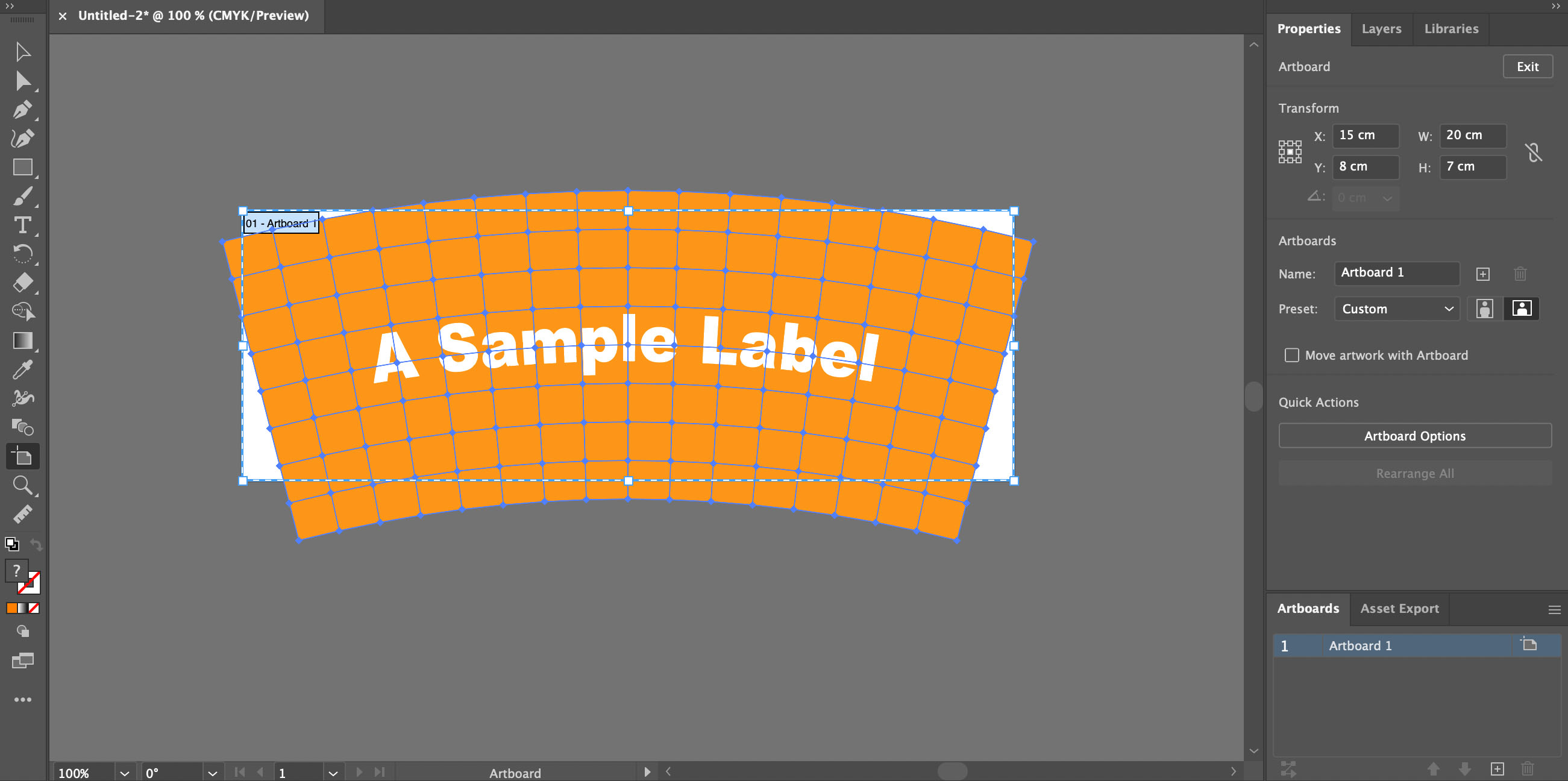 Making Conical Label From Artboard in Adobe Illustrator