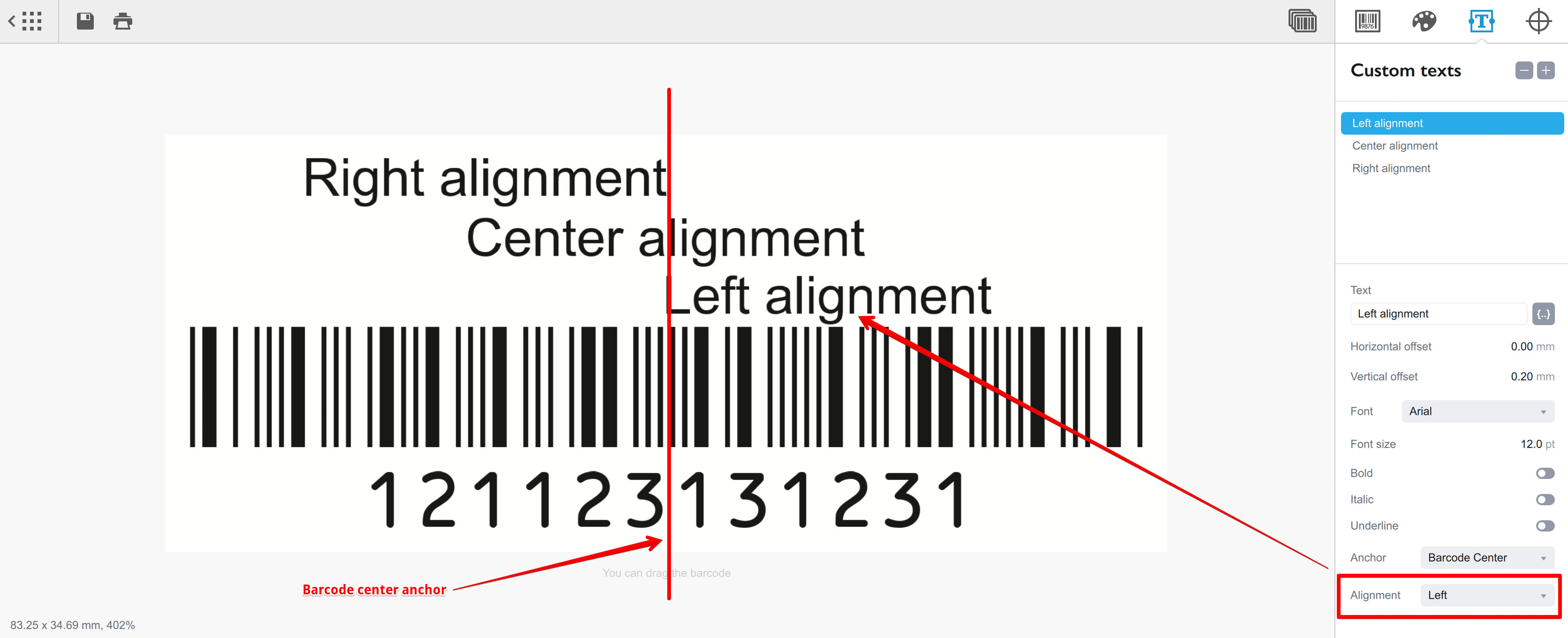 Adding Custom Texts to Barcodes