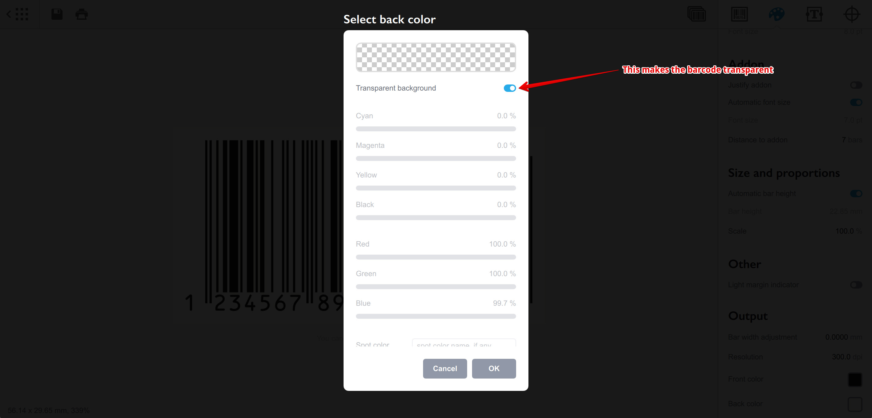 Making Barcodes with Transparent Background