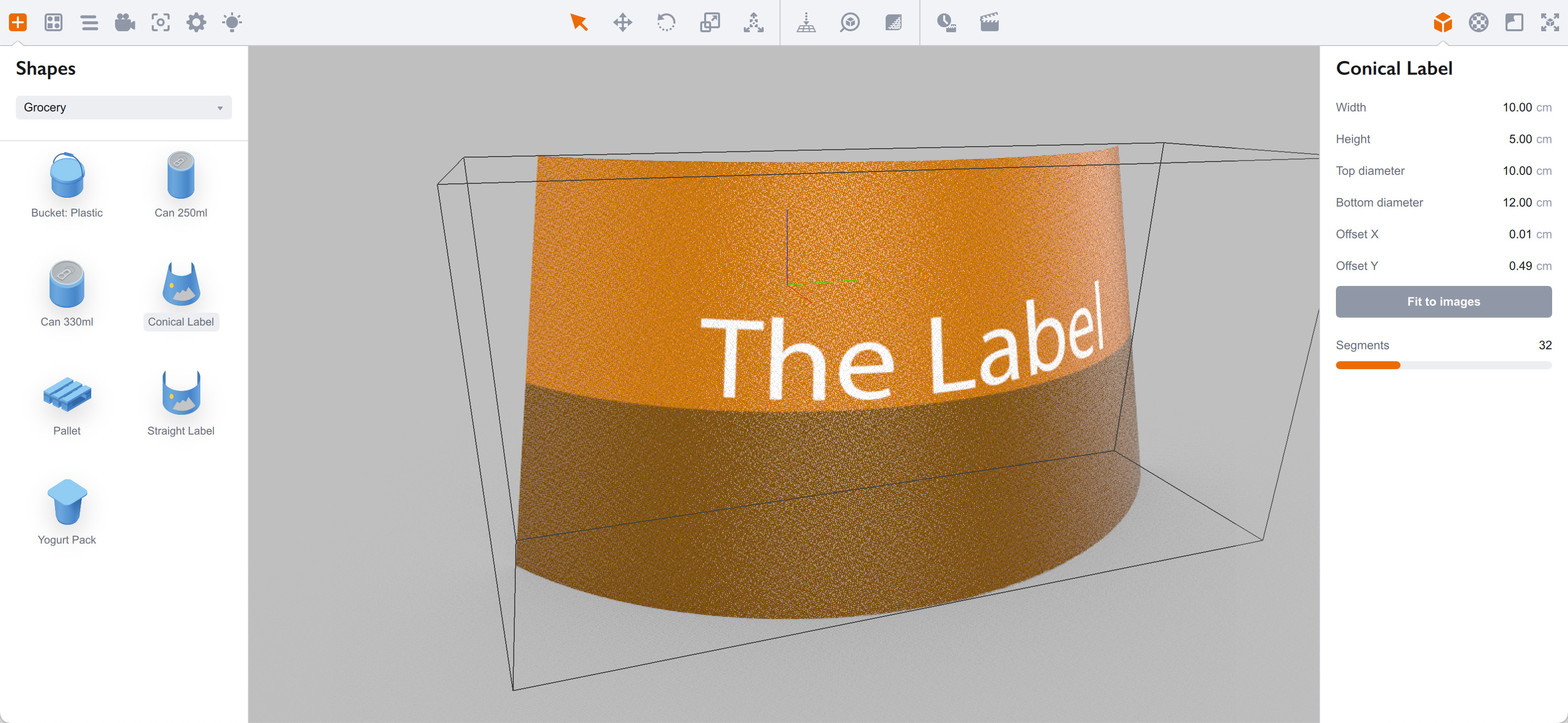 Making Conical Labels in Boxshot