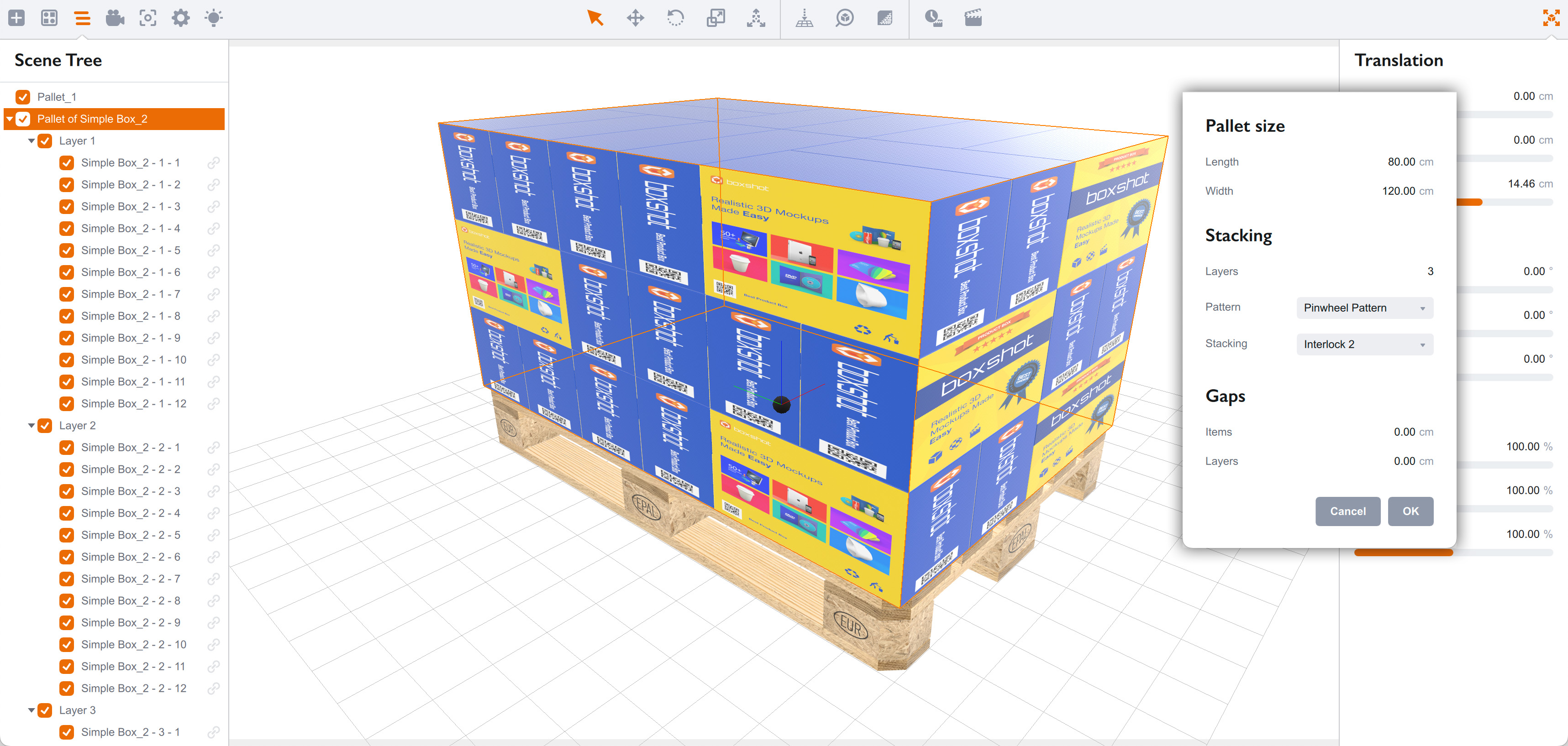 Palletize Tool in Boxshot