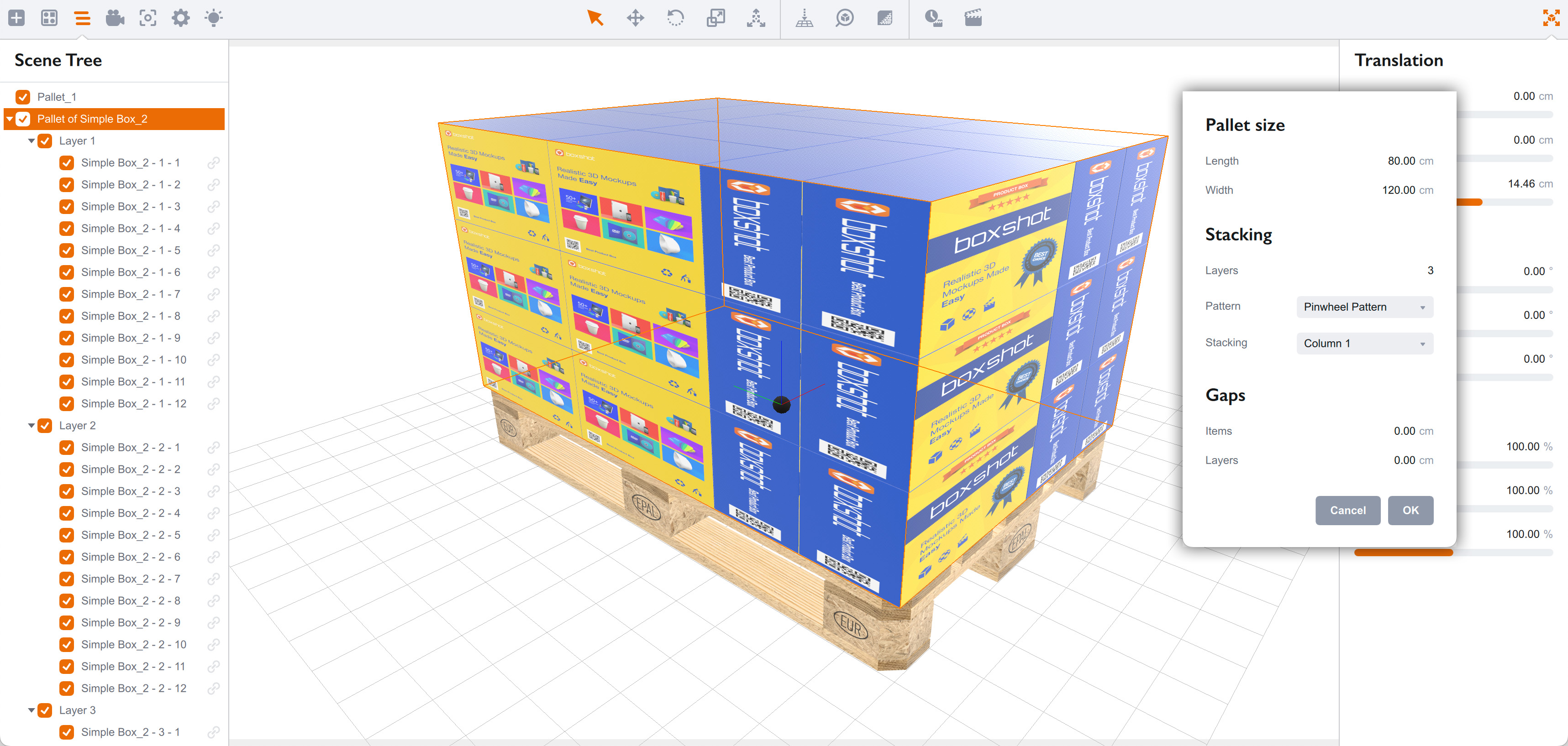 Palletize Tool in Boxshot