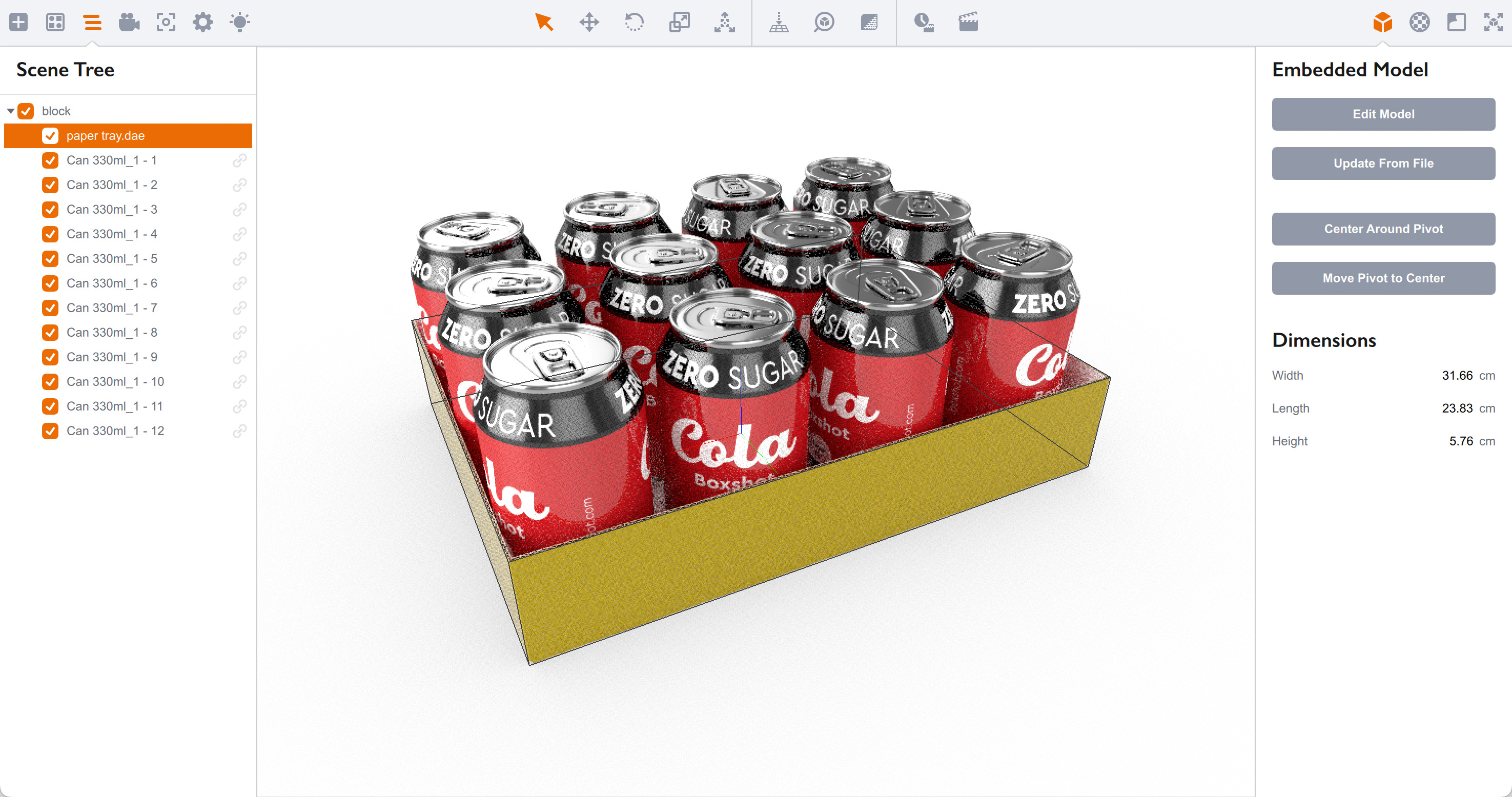 Mockup of Pallet of Cans in Boxshot