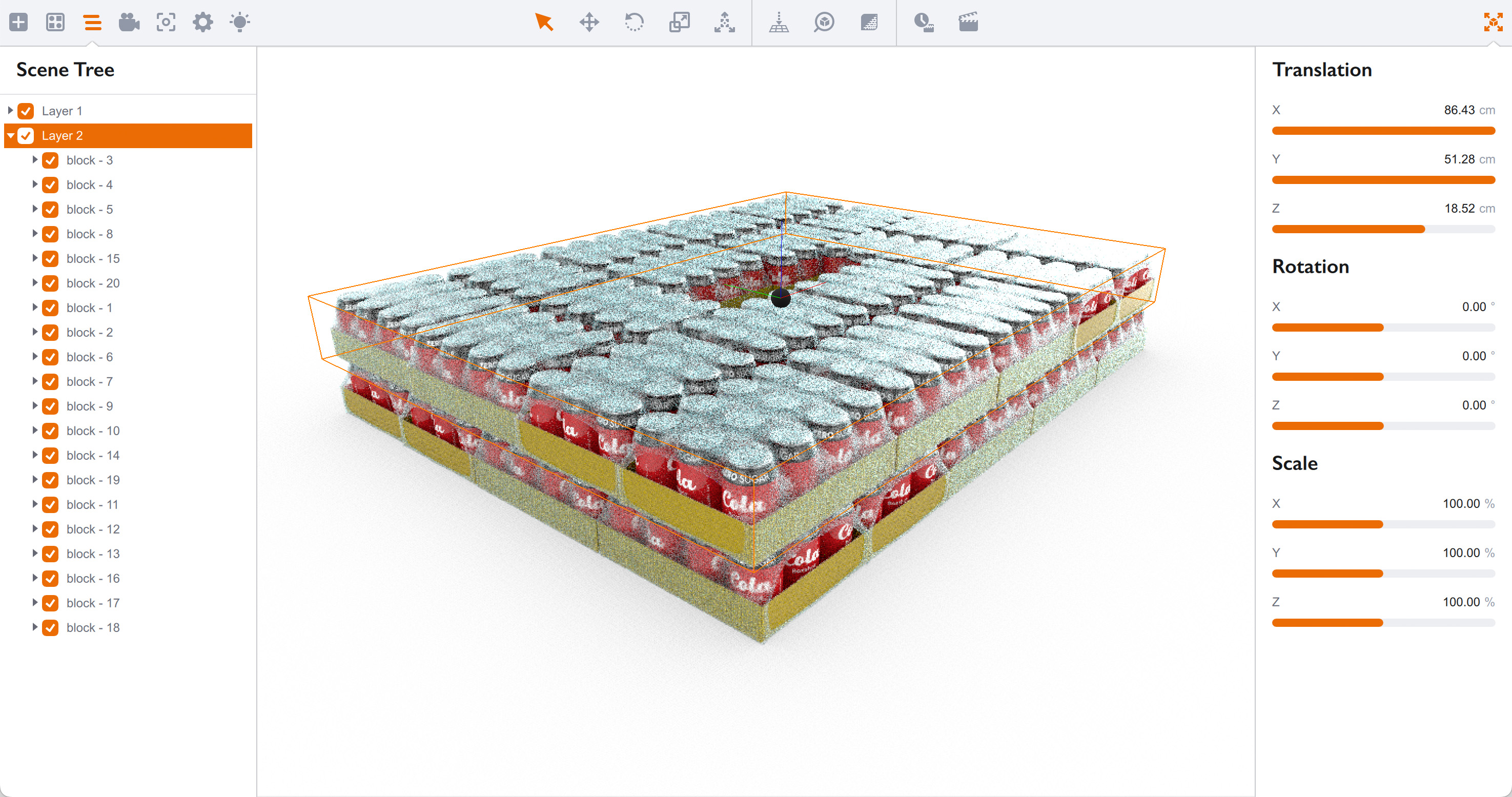 Mockup of Pallet of Cans in Boxshot