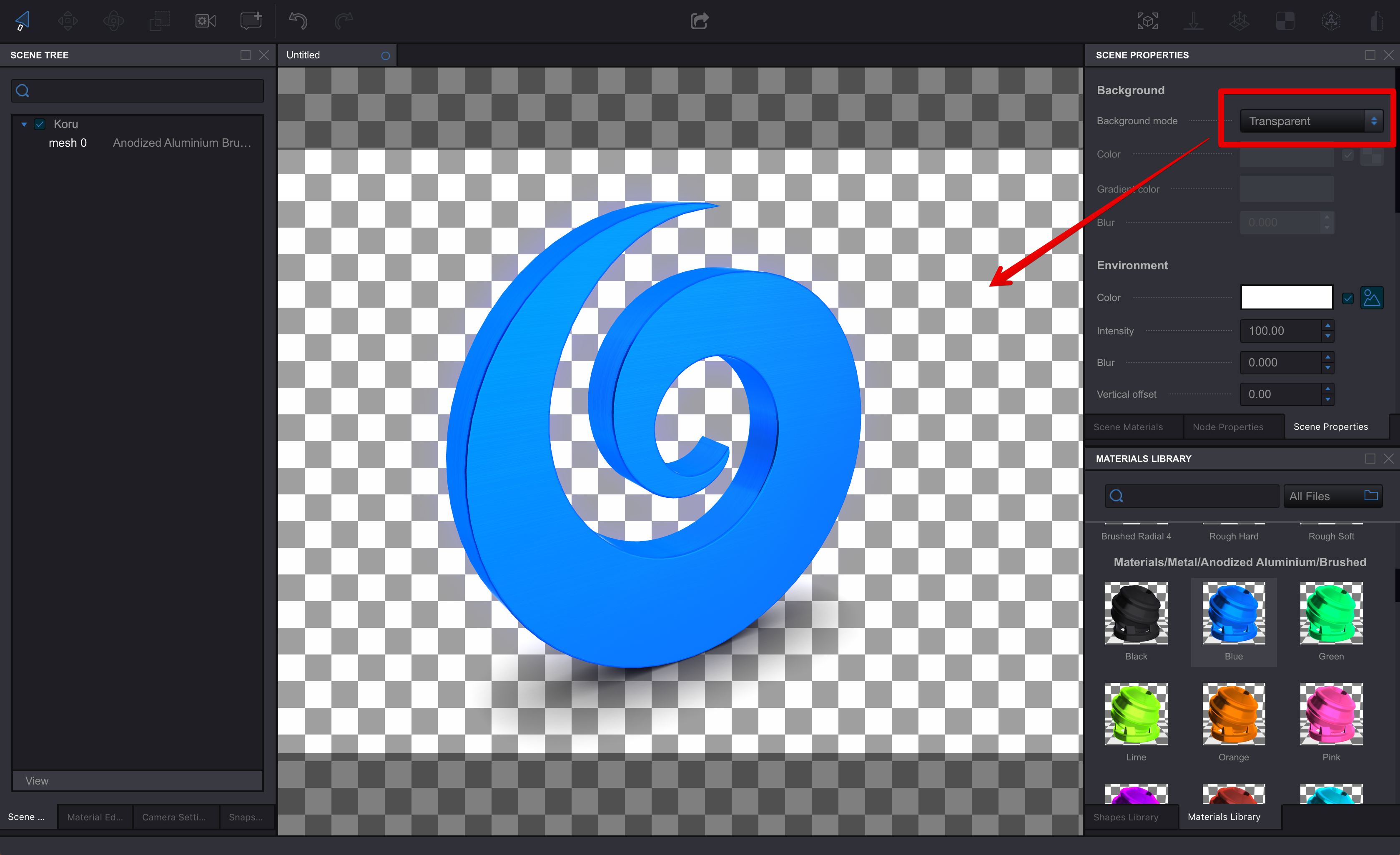 Customizing HTML background in Koru WebGL software