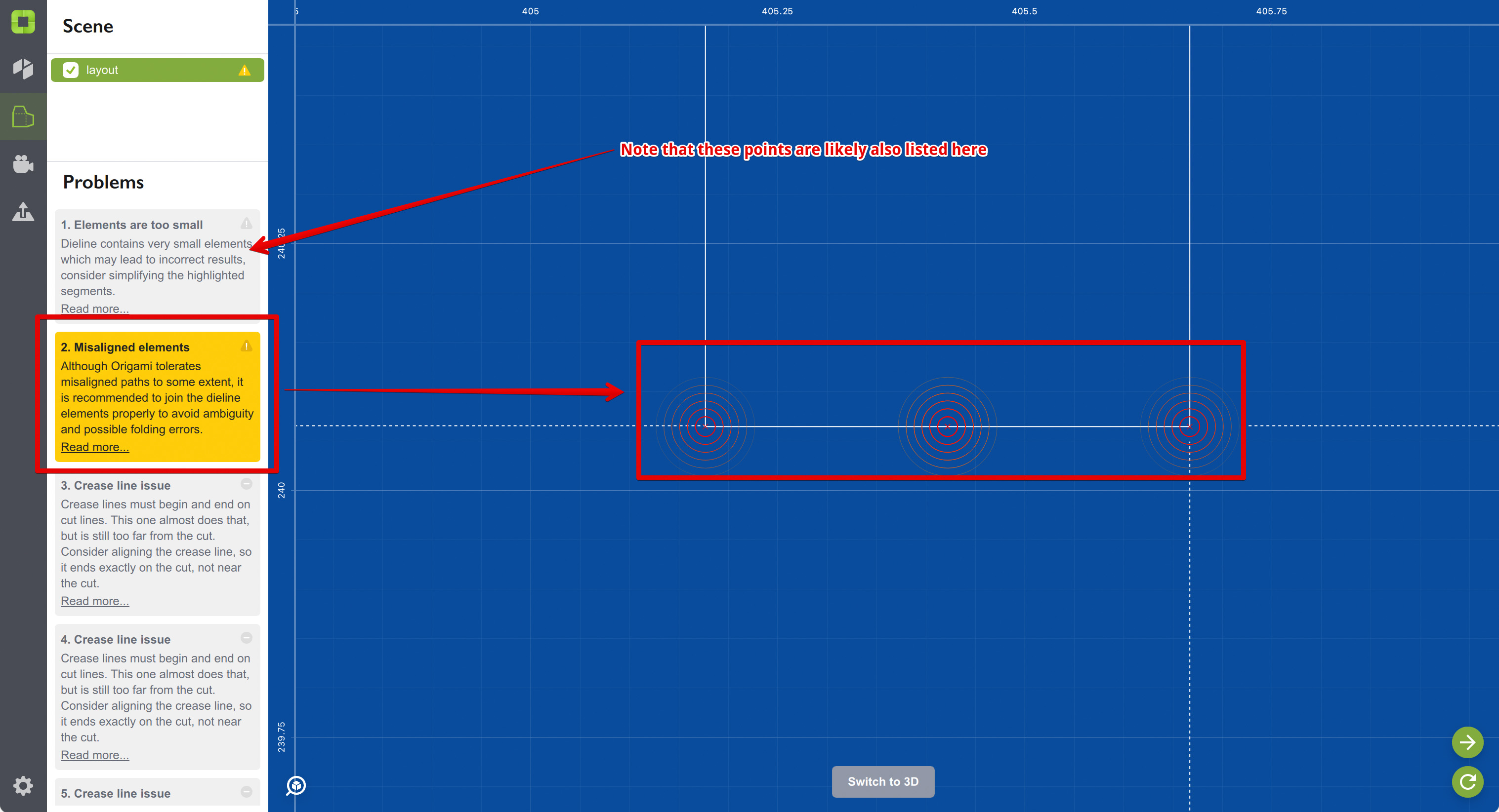 Misaligned elements error in Origami
