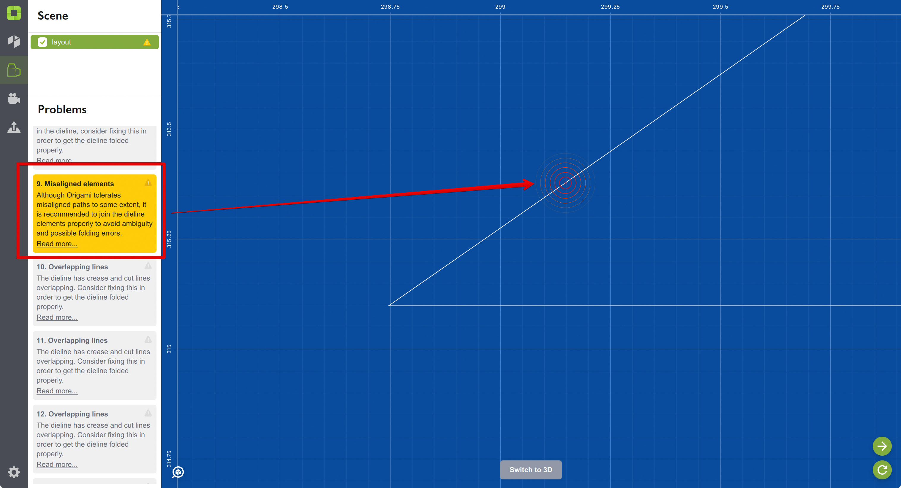 Misaligned elements error in Origami